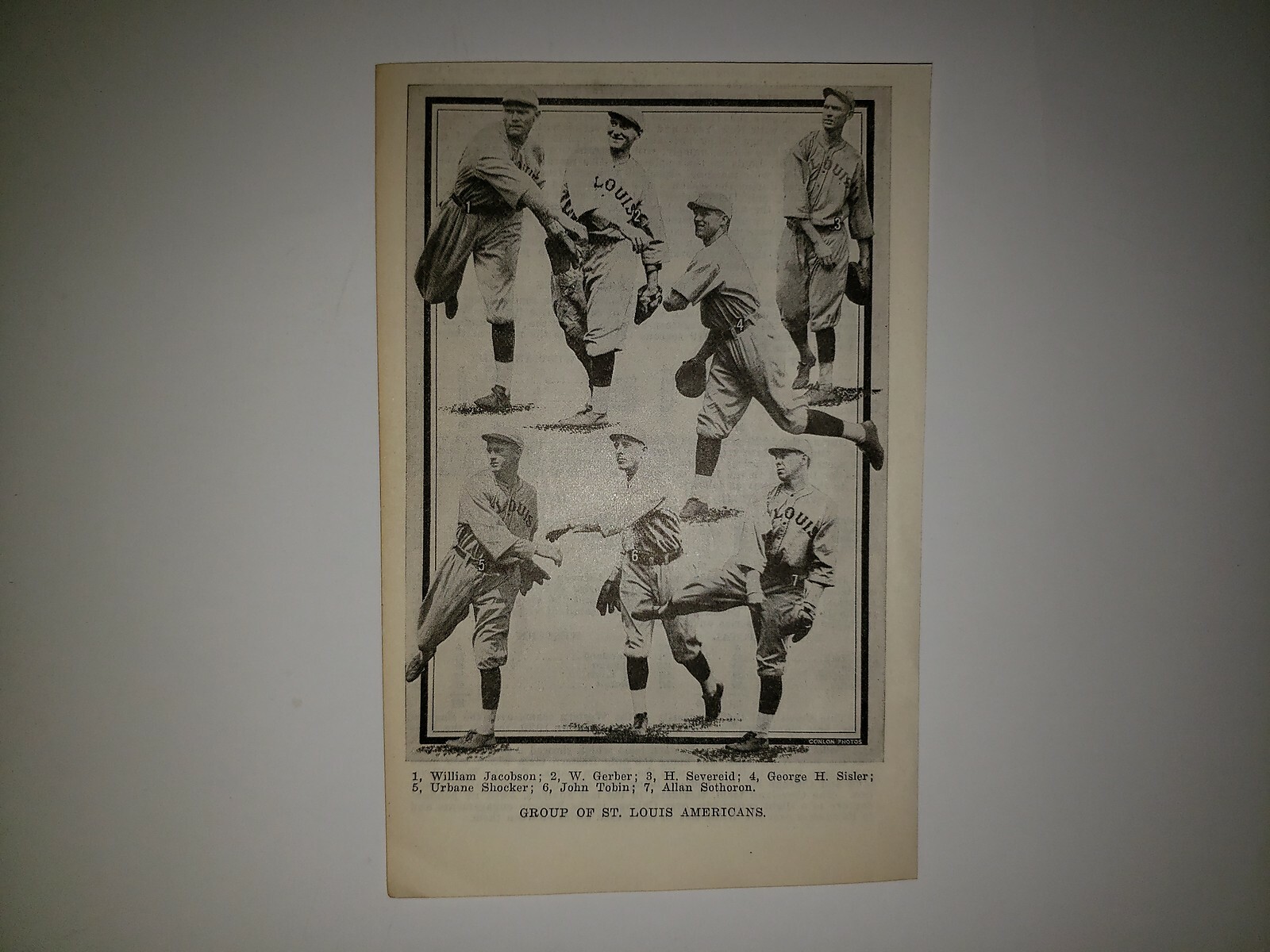 Browns 1920 Team Picture Hank Severeid George Sisler Al Sothoron Wally ...