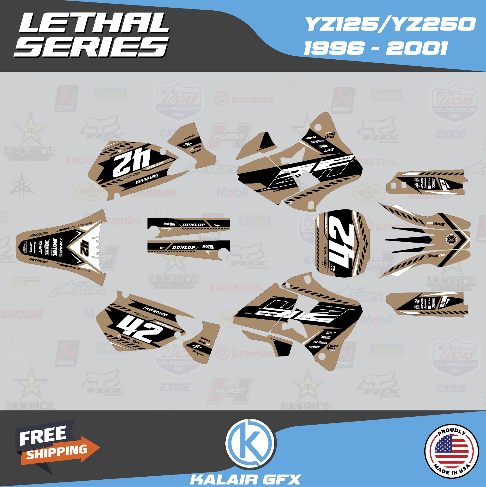 Graphics Kit for Yamaha YZ250 YZ125 (1996-2001) YZ 250 YZ 125 Lethal ...