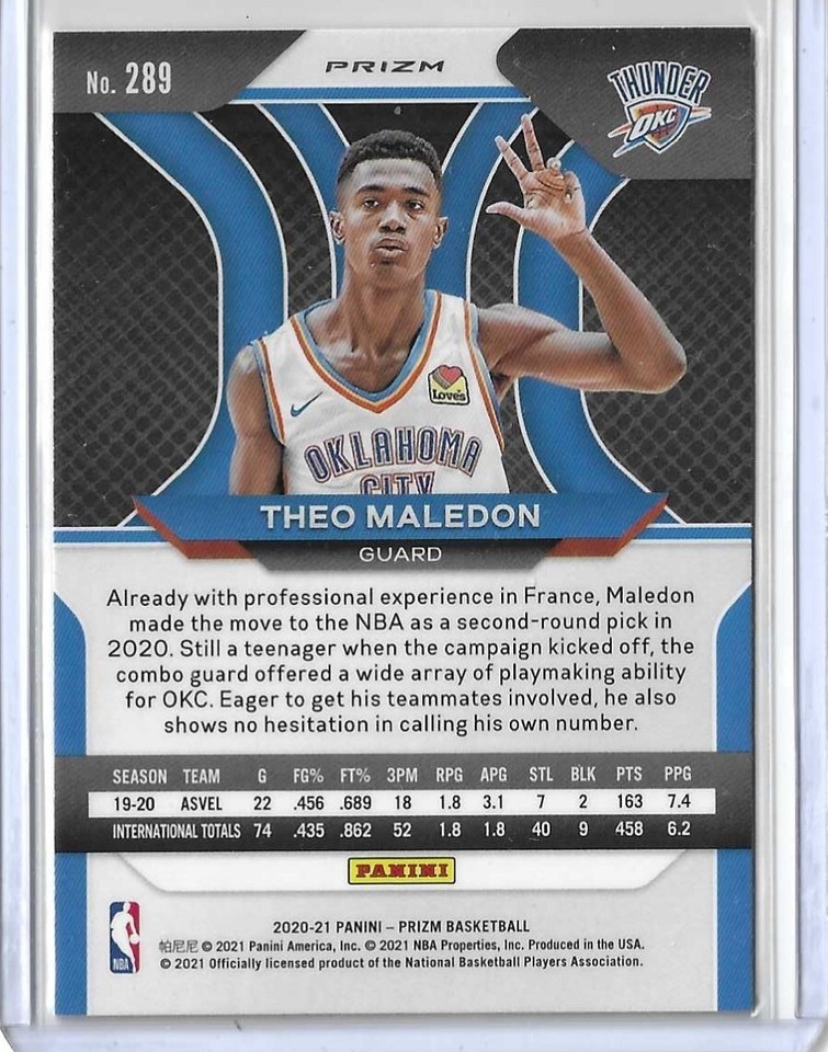 2020-21 Panini Prizm Theo Maledon Red Ice Prizm Rookie Card #289 ...