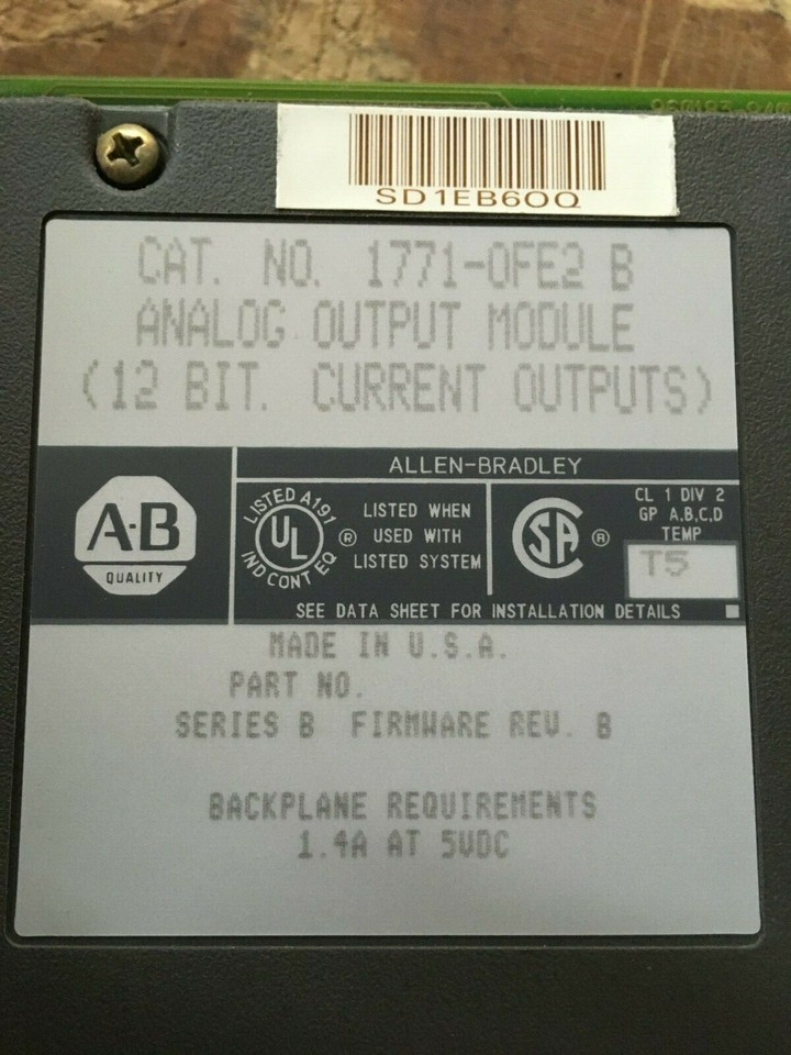 1771-OFE2/B Output Module, Analog(Current)12bit , 8channel, series "B", FW "B" | eBay
