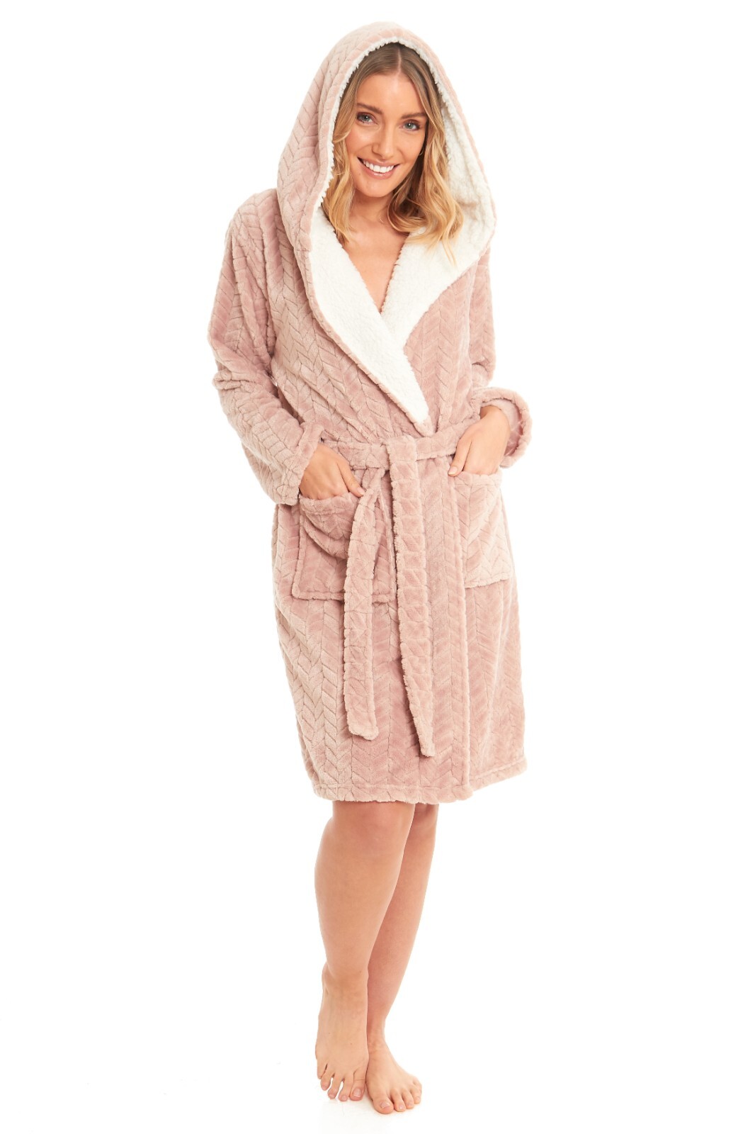 BRANDED Ladies Womens Fluffy Fleece Bathrobe Soft Warm Dressing Gown ...