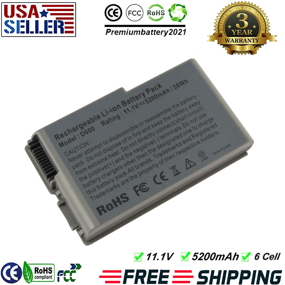 6 Cell Laptop Battery for Dell Latitude D520 D500 D600 D610 Precision ...