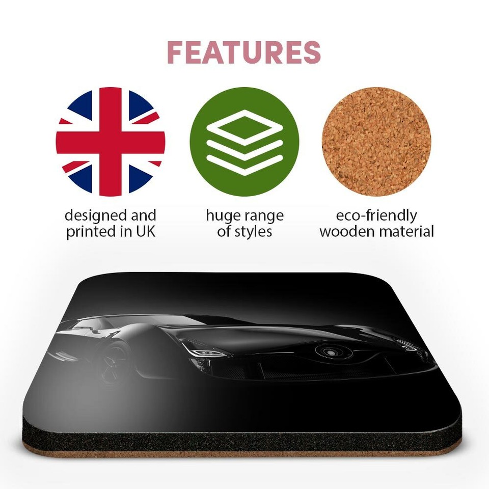 Square Single Coaster bw - Cool Concept Sports Car Racing Vehicle ...