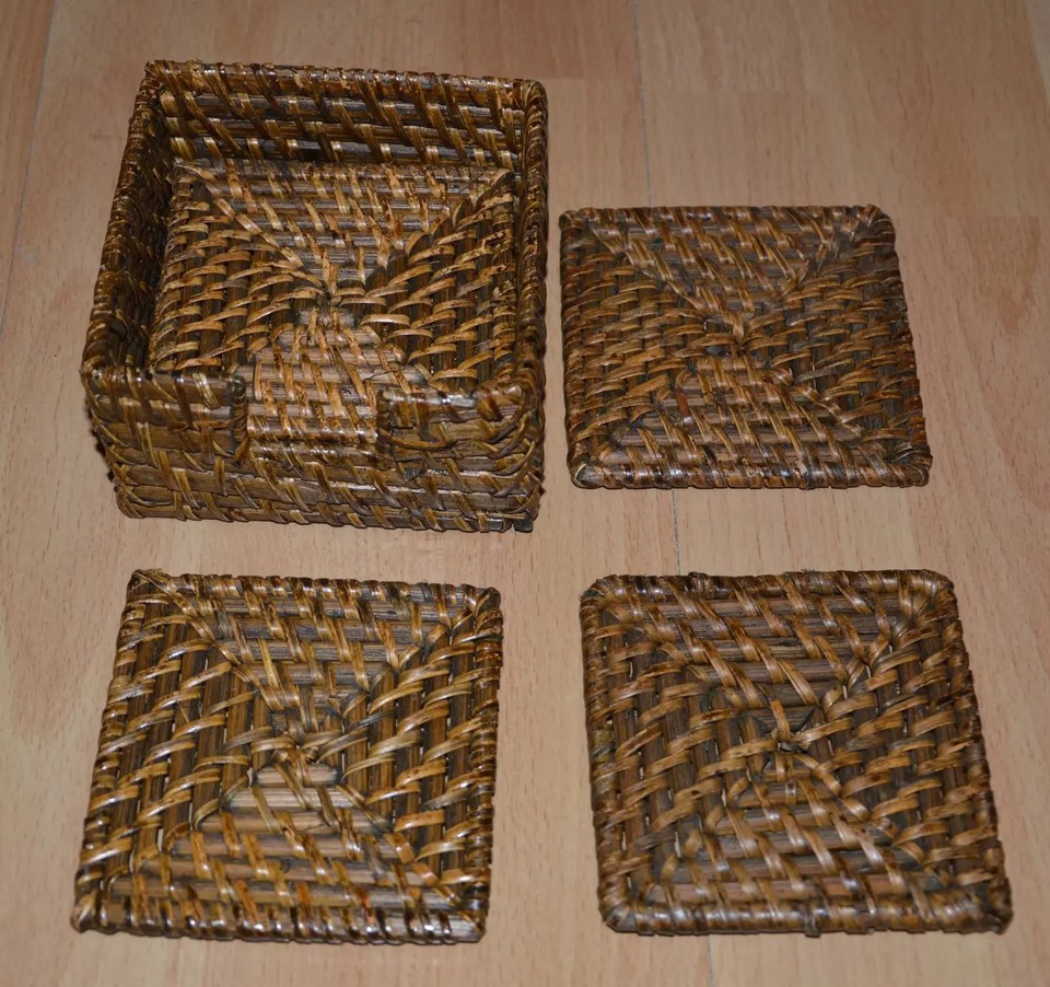 Fiolini Rattan Coasters, Square, Antique Brown, unused. | eBay