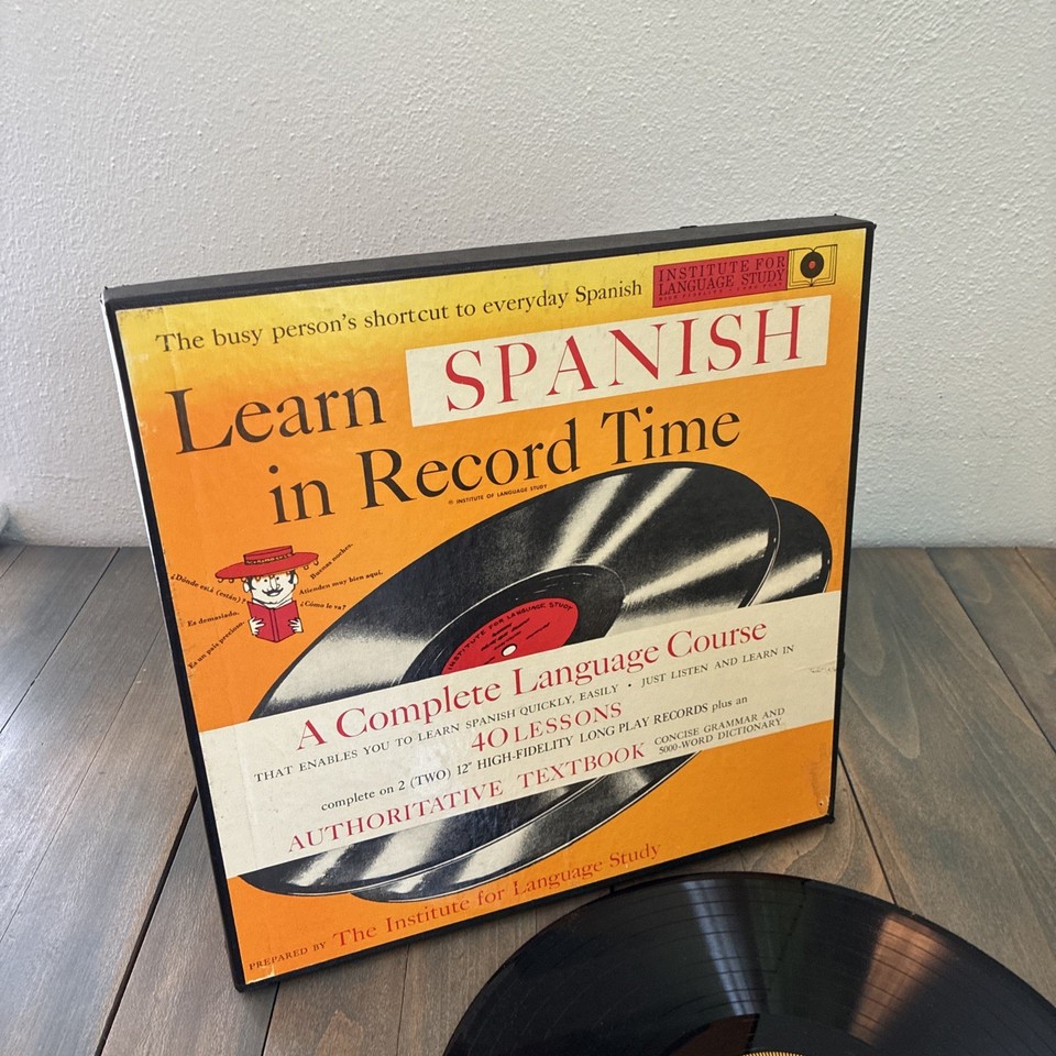 Vintage LP VINYL Learn To Speak Spanish In Record Time Complete ...