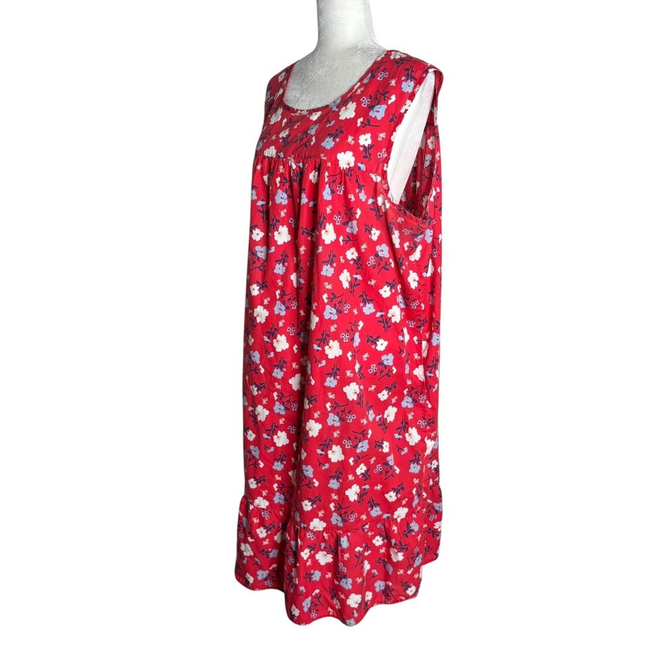 Anthony Richards Floral Sleeveless MuuMuu 2X Red Cotton Pullover House Dress | eBay