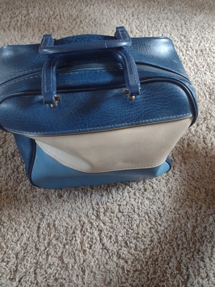 Vintage Brunswick Wind bowling Bag Single Ball Rack Blue Shoe Storage ...
