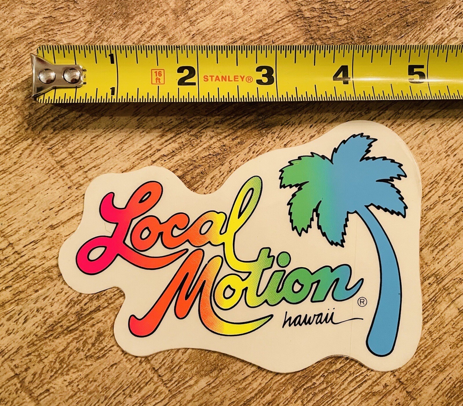 Vintage 5" Local Motion Hawaii Decal Clear Sticker Fluorescent Rainbow ...