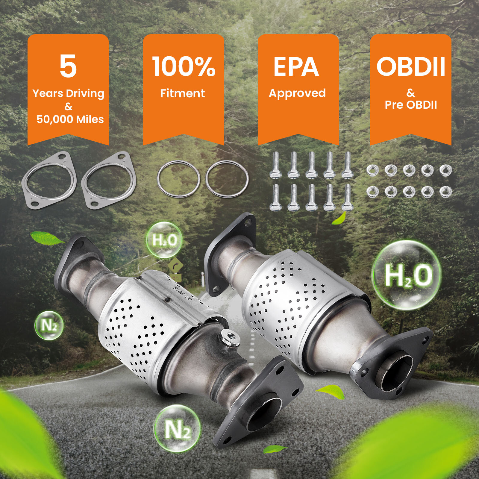 Front L&R Catalytic Converter For Nissan Pathfinder Navara V6 4.0L ...