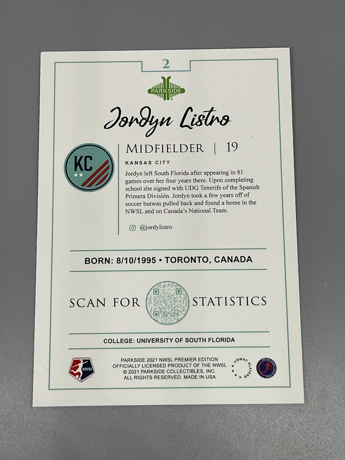 Jordyn Listro 2021 Parkside Premier NWSL ⚽️ Foil Parallel #2 Kansas ...