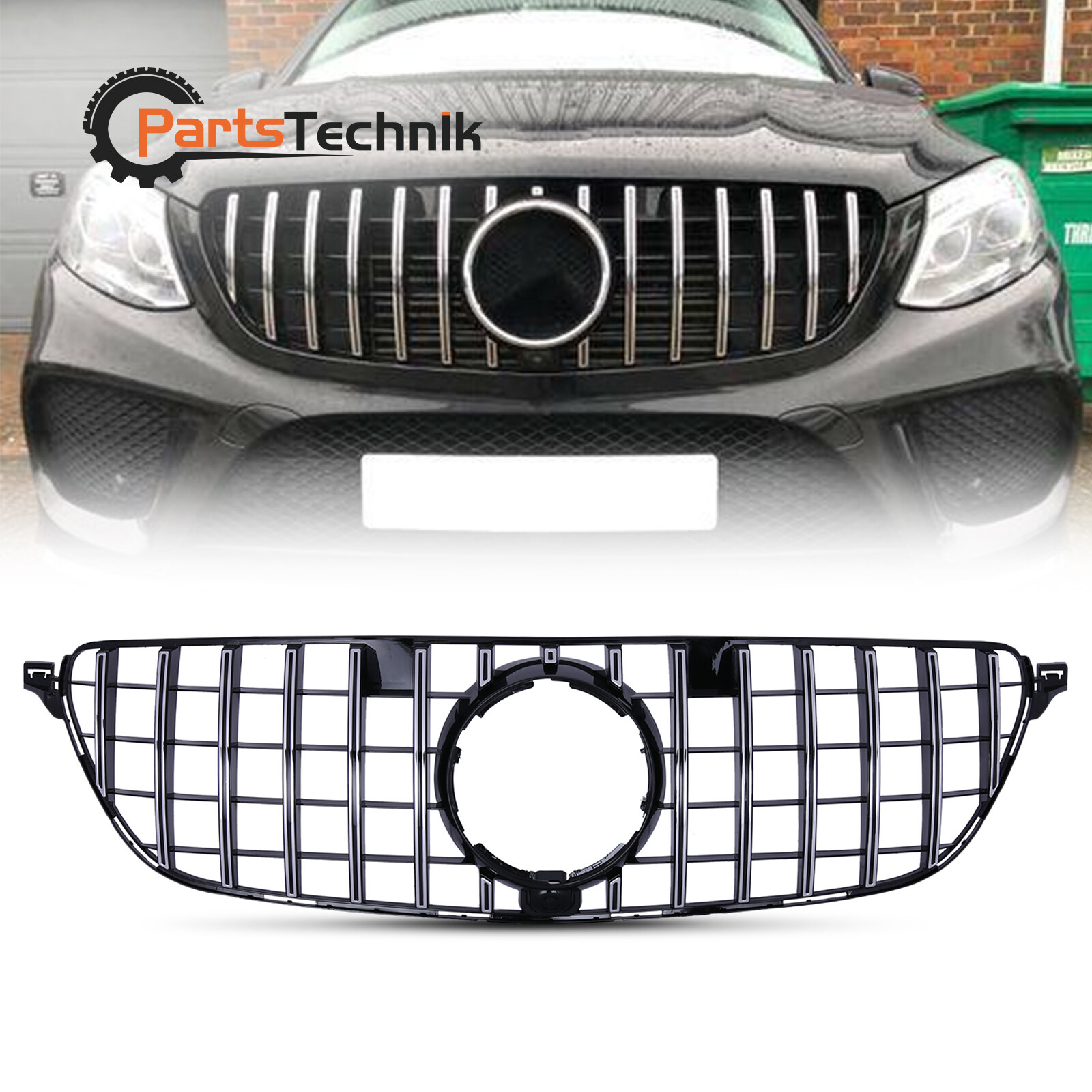 GT-R Style Front Grille Fit W166 GLE-CLASS facelift 2016-2019 Black ...