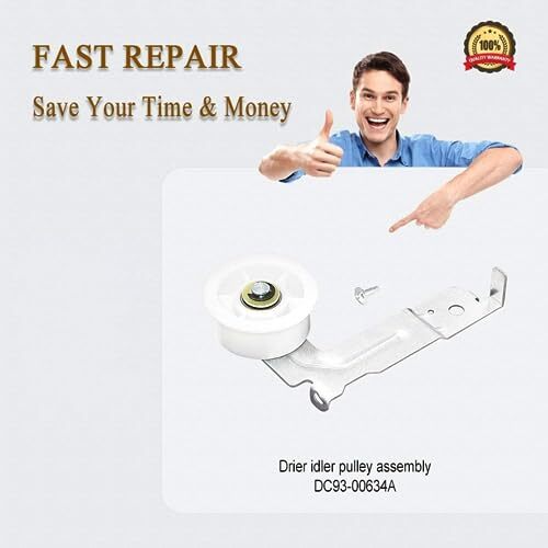 DC93-00634A Dryer Idler Pulley Assembly Upgraded Silent Dual Ball ...