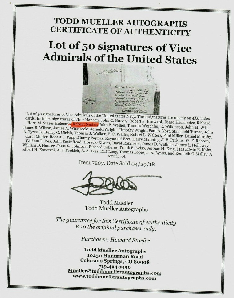 RARE! "Commander Atlantic Command" Admiral Paul Miller Signed 4X6 Card ...