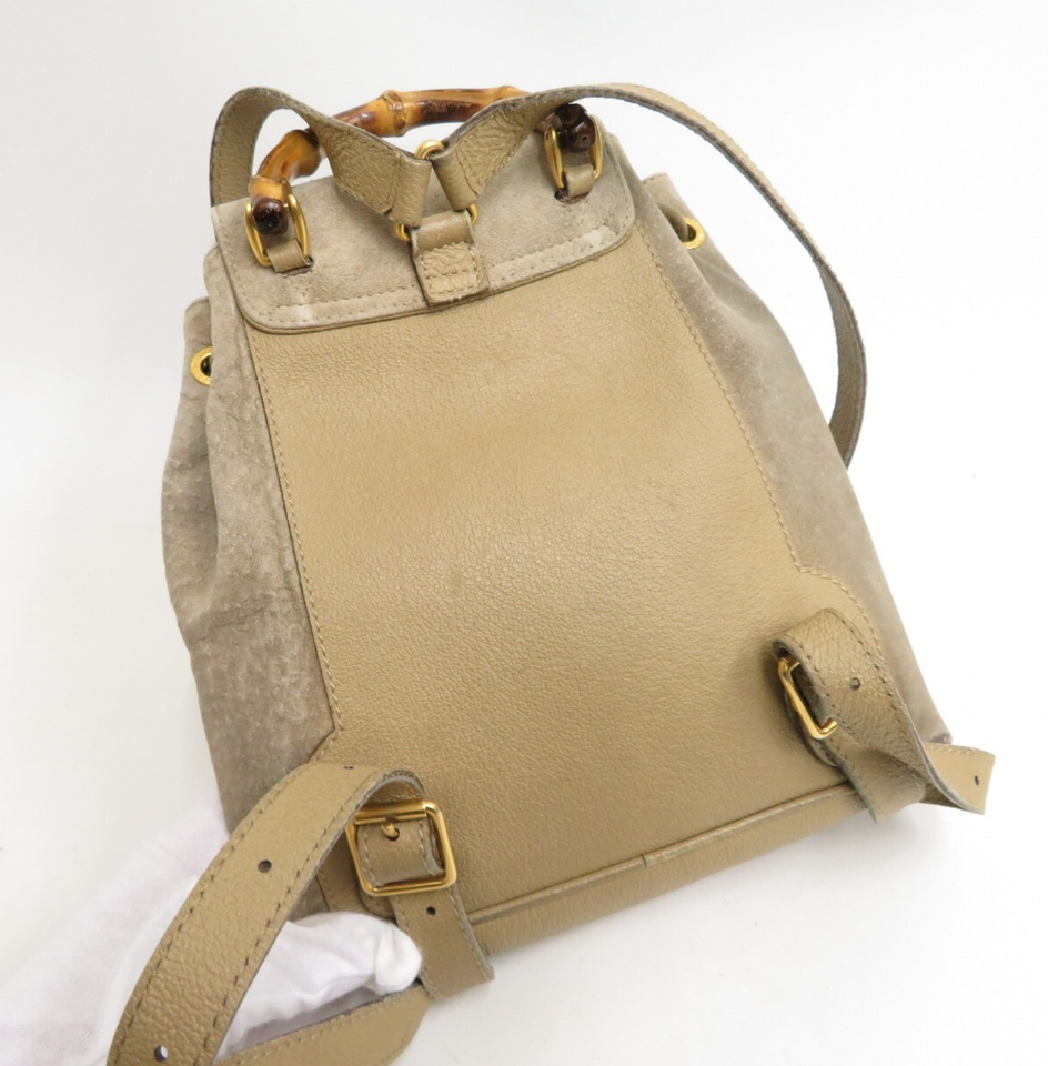 Authentic GUCCI Bamboo Suede Leather Backpack Bag #40800 | eBay