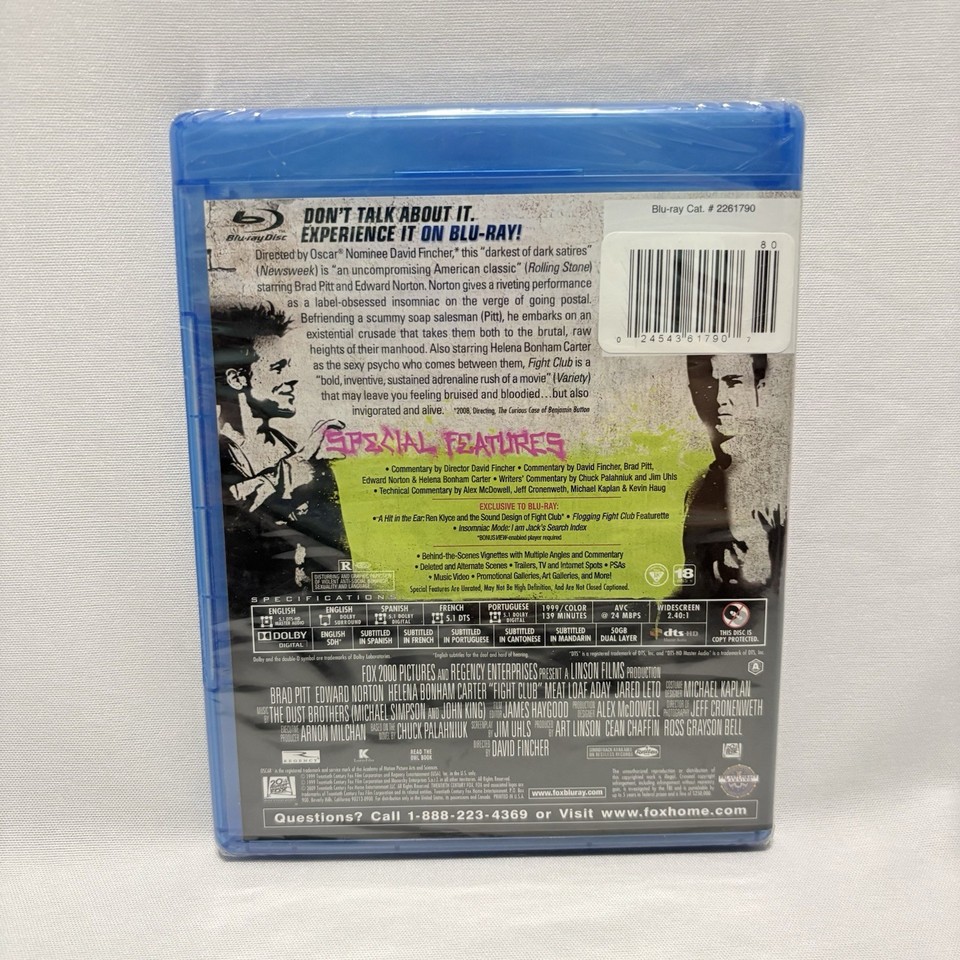 Fight Club Blu-ray 10th Anniversary Edition NEW SEALED Brad Pitt Edward ...