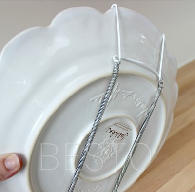 Wire Plate Holder Hanger Wall Display Hanging Art Deco White Adjustable ...