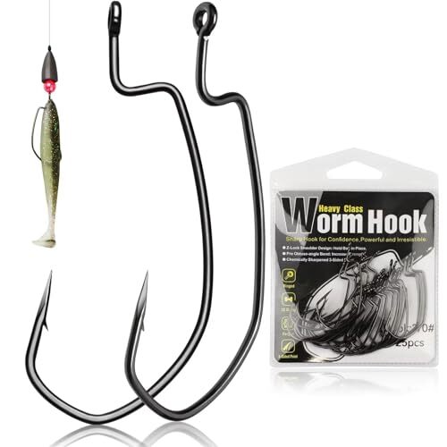 EWG Offset Worm Hooks Texas Rig Hooks Bass Hooks 100PCS/50PCS 2/0 ...