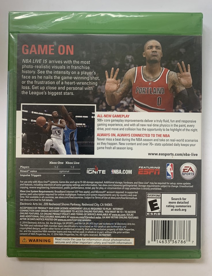 NBA Live 15 (Microsoft Xbox One, 2014) Brand New Sealed Damian Lillard ...