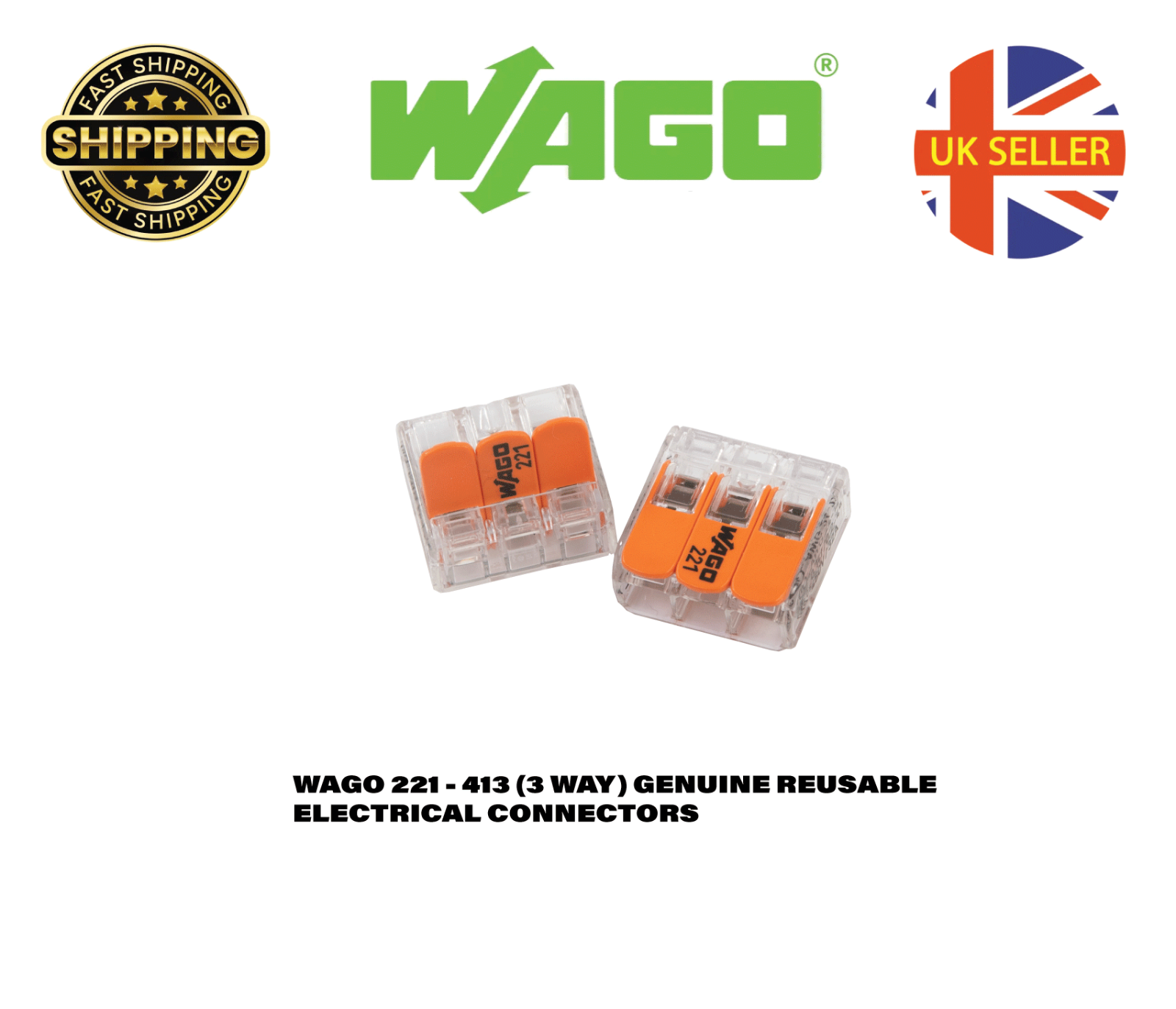 WAGO 221 Series Reusable Electrical Wire Cable Connectors Compact UK ...