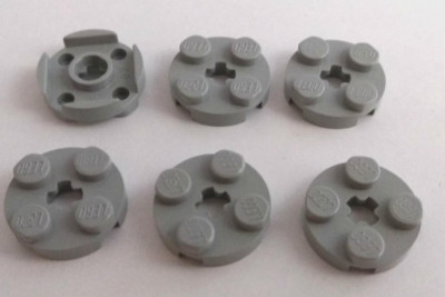X6 lot LEGO Part 4032 OLD LIGHT GRAY Plate 2 x 2 Round w/ Axle Hole ...