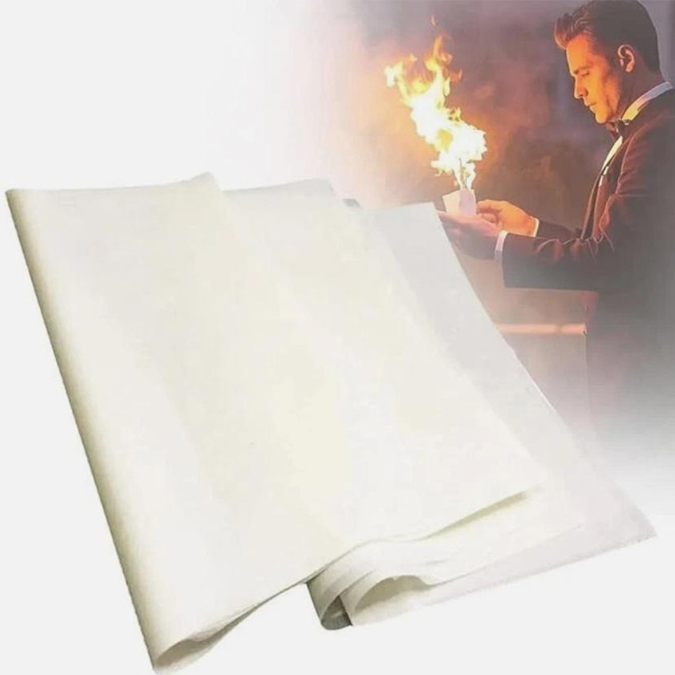 15Pack Flash Paper Magic Fire Sheets (17cm*20cm ) Fast Burning, No ...