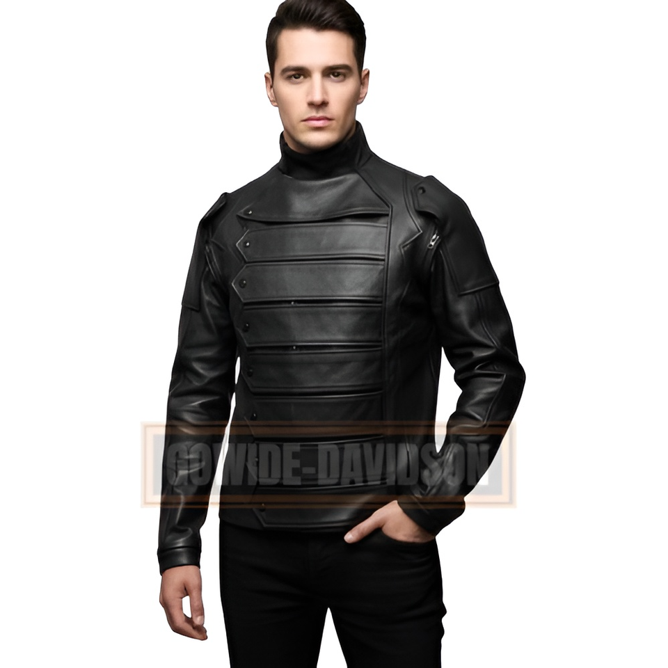 Captain America Winter Soldier Bucky Barnes Leather Jacket with ...