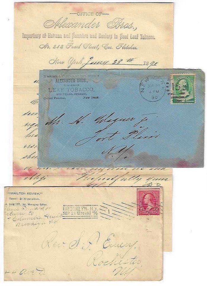 1896 Brooklyn Postmark, 1879 Johnson Wheat, 1890 Alexander Bros. Leaf ...
