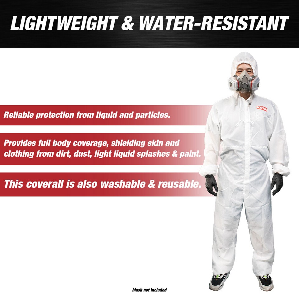 LAUCO White Polyester Reusable & Washable Paint Coverall Spray Suit ...