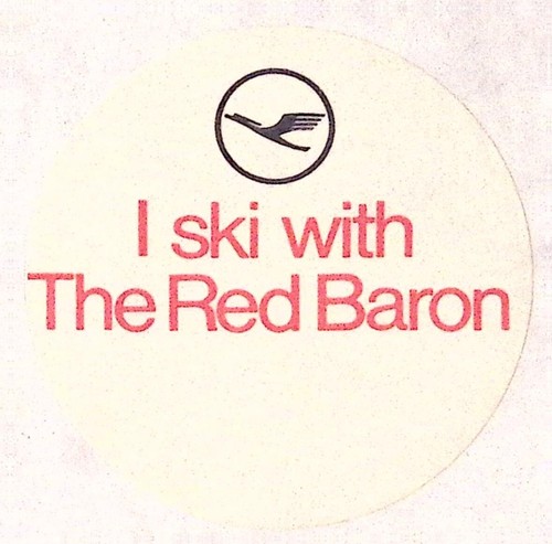 Vintage Lufthansa I Ski With The Red Baron Sticker Luggage Label 2.5 ...