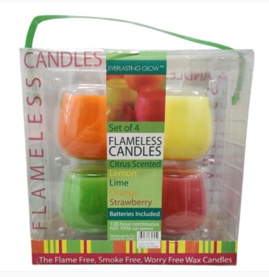 Everlasting Glow Set of 4 Flameless Candles Citrus Scented New | eBay