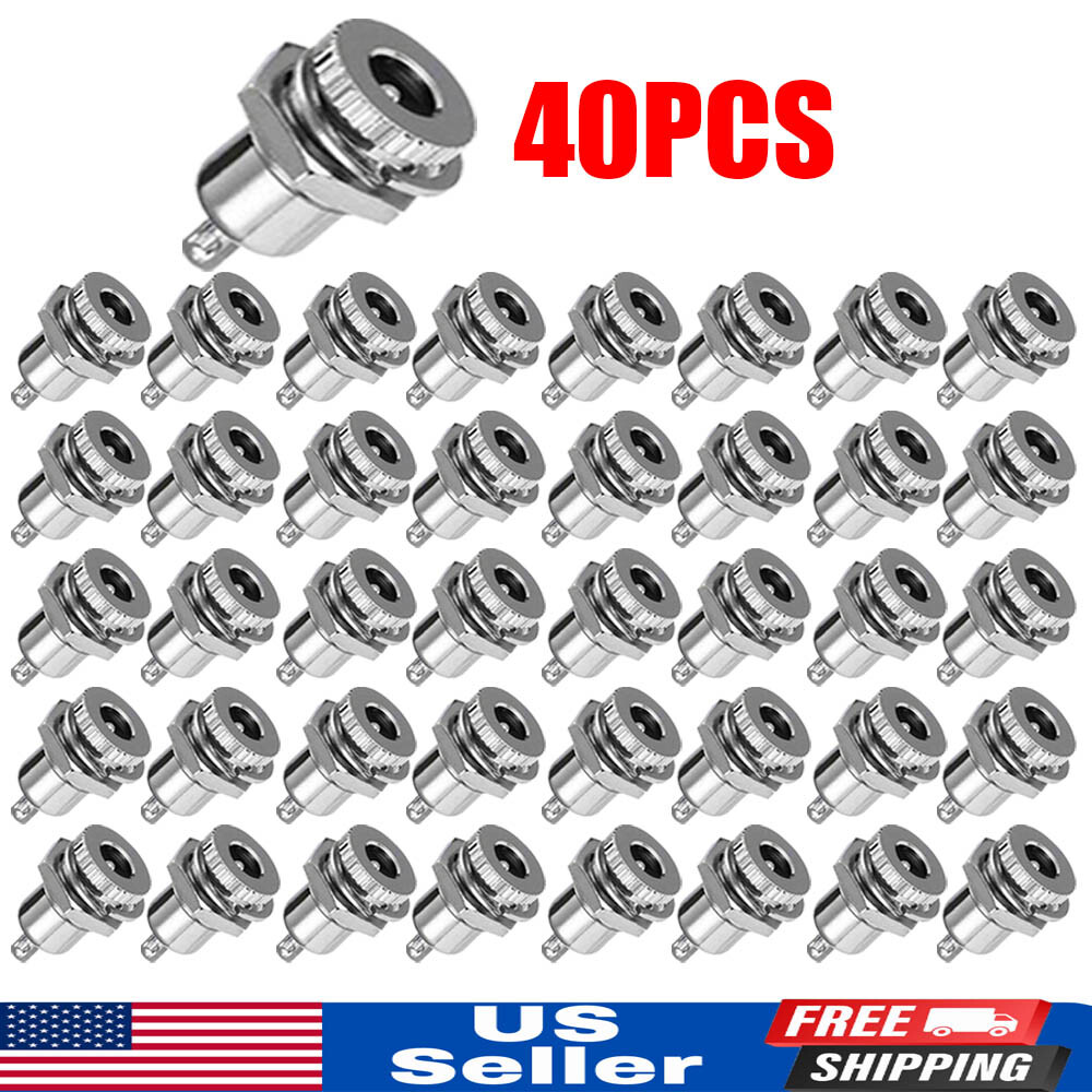 40X DC Power Supply Jack Plug Socket Female Panel Mount Connector 5.5mm ...