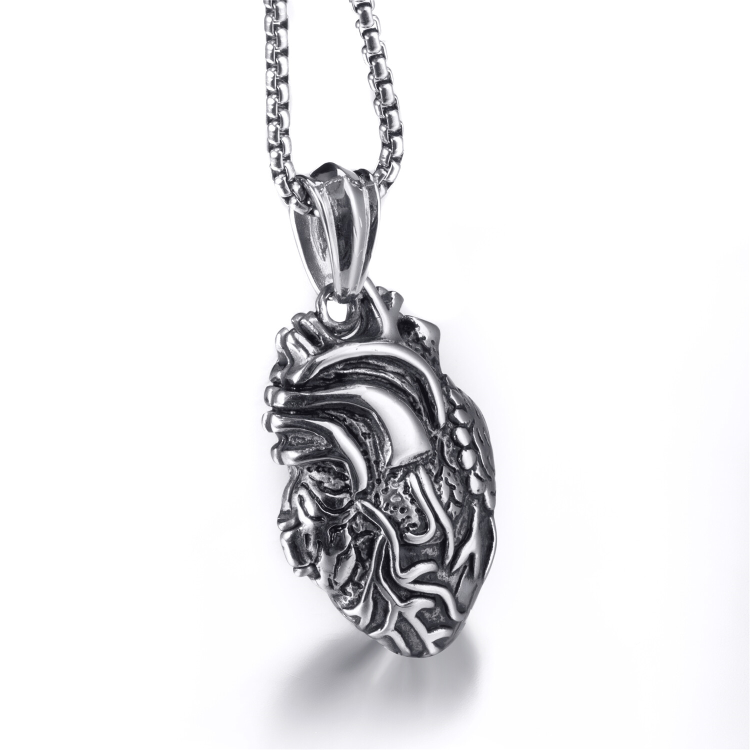 Mens Anatomical Human Heart Storage Locket Stainless Steel Pendant ...
