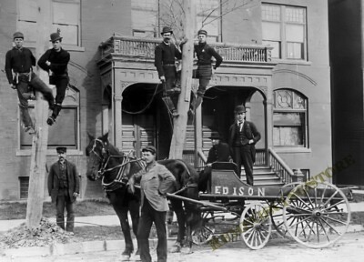 Detroit Edison Lighting Crew MI 1900 Reprint from its original Scan ...