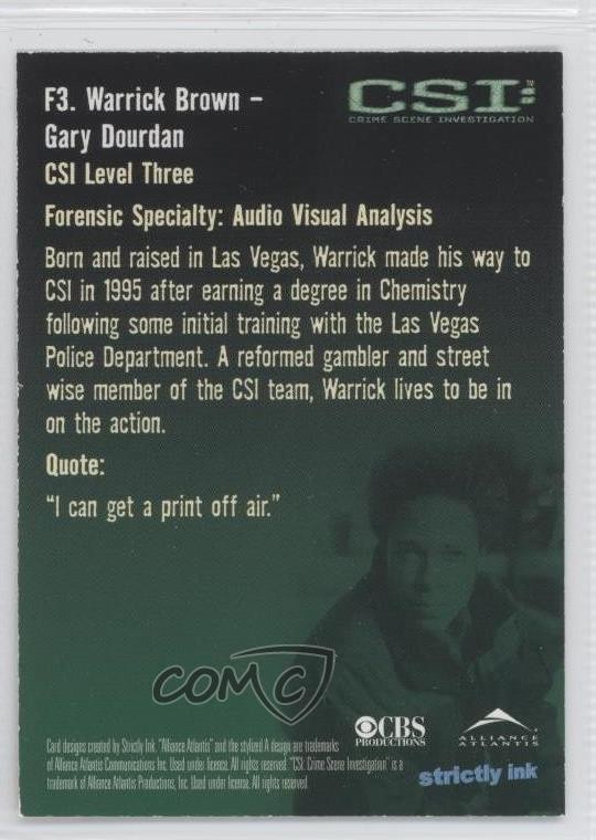 2003 CSI: Crime Scene Investigation Stars of CSI Warrick Brown Gary ...