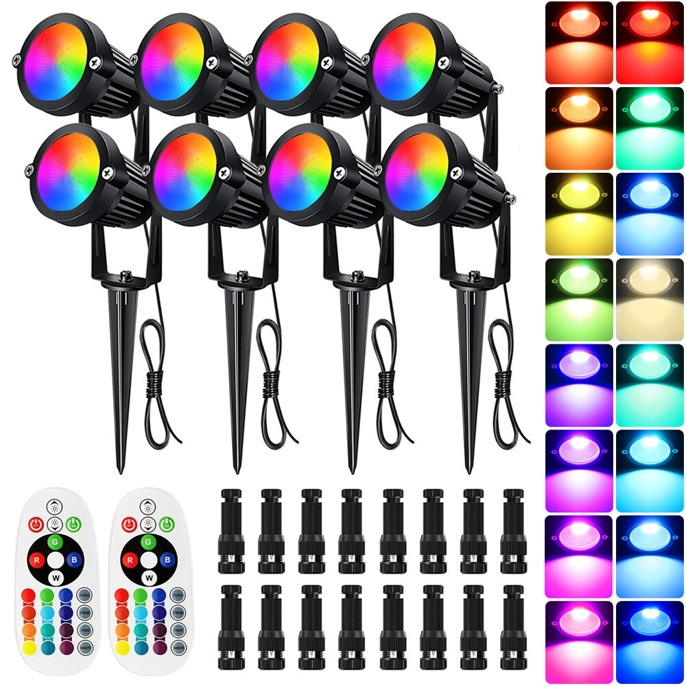 6W RGB LED Landscape Lighting 12V Waterproof Garden Pathway Lights Warm ...