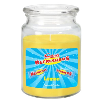 Swizzels Lemon Refreshers Scented Candle Glass Jar Up to 95 Hours Burn ...