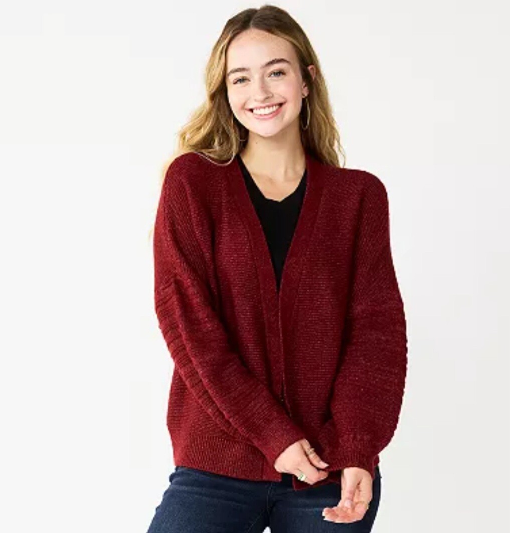 Junior SO Women's Relaxed Cardigan, Size L, Color Cinnamon Rust | eBay
