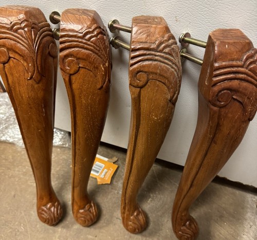 4 French Style Wood Table Legs Salvage 19” Tall Repurpose Crafter Oak ...