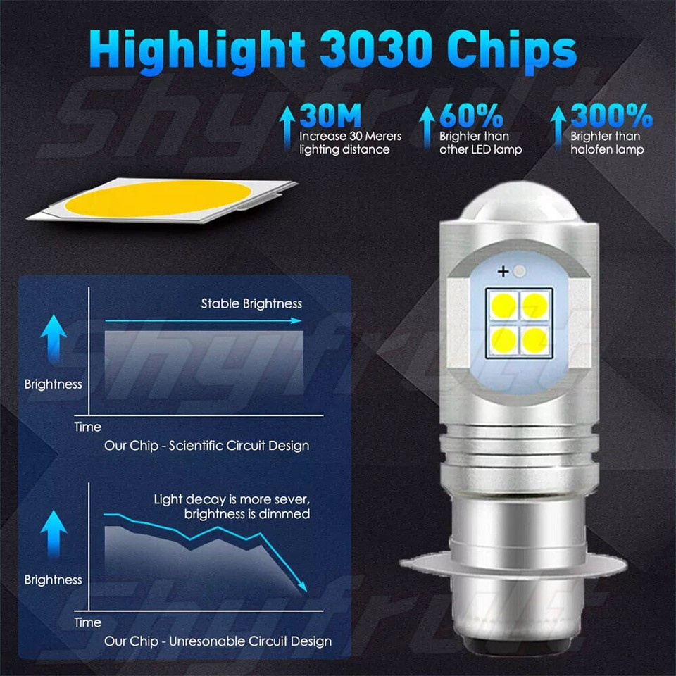 2 Bright White LED for PRE-FOCUS 12-16V 35W/35W P30d P15d MINIATURE ...