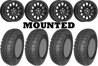 Kit 4 AMS M4 Evil Tires 30x10-15 on Valor V09 Beadlock Matte Black ...