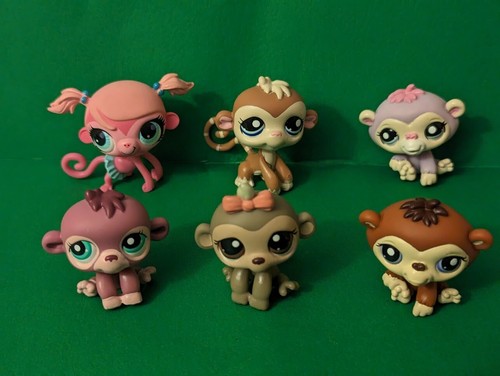Littlest Pet Shop LPS Authentic Lot 6 Authentic Monkey pink purple gray ...