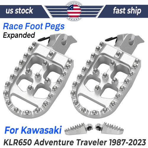 CNC Race Foot Pegs & Spring For Kawasaki KLR650 87-18, KLR650 ADV ...