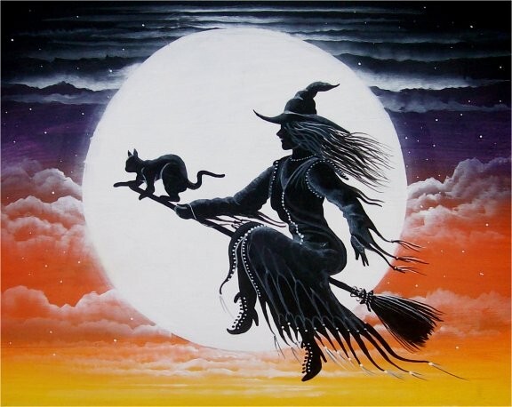 Witch And Moon Drawing