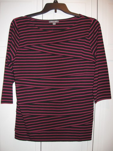 Roz & Ali Berry & Black Striped Tiered Top Size Large | eBay