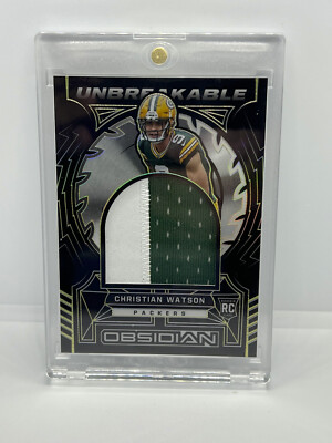 2022 Obsidian Christian Watson Gold Unbreakable Rookie Patch Card /25 ...