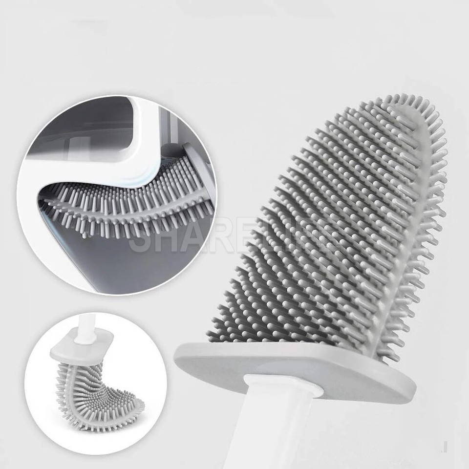Bathroom Silicone Bristles Toilet Brush with Holder Creative Cleaning ...