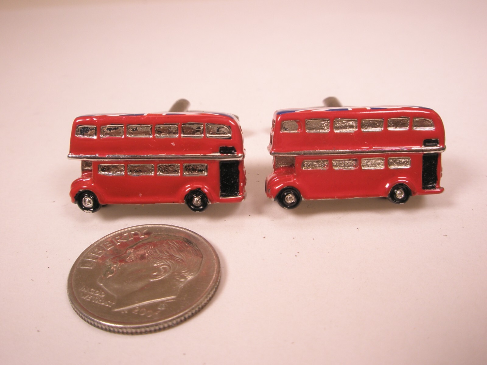 Double Decker Red Bus British Flags Vintage Cuff Link… - Gem