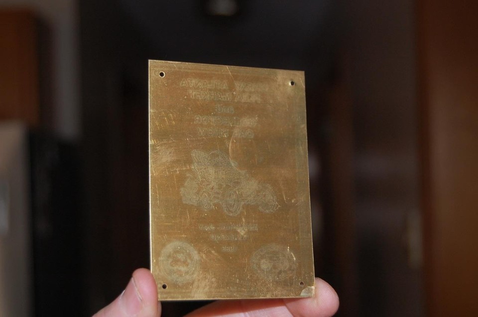 1983 ATLANTA FLEA MARKET GA. ANTIQUE CAR SHOW BRASS DASH PLAQUE SIGN ...