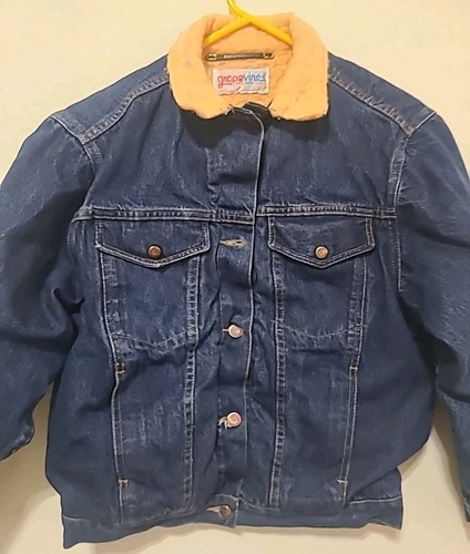 Vintage GRAPEVINES Sherpa Jean Jacket Men's Large | eBay