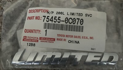 Genuine OEM Toyota 75455-0C070 "LIMITED" Nameplate Quarter Panel Emblem ...